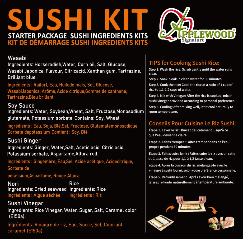 Applewood Signature Sushi Kit (576 g) – Complete Sushi Set for Beginners
